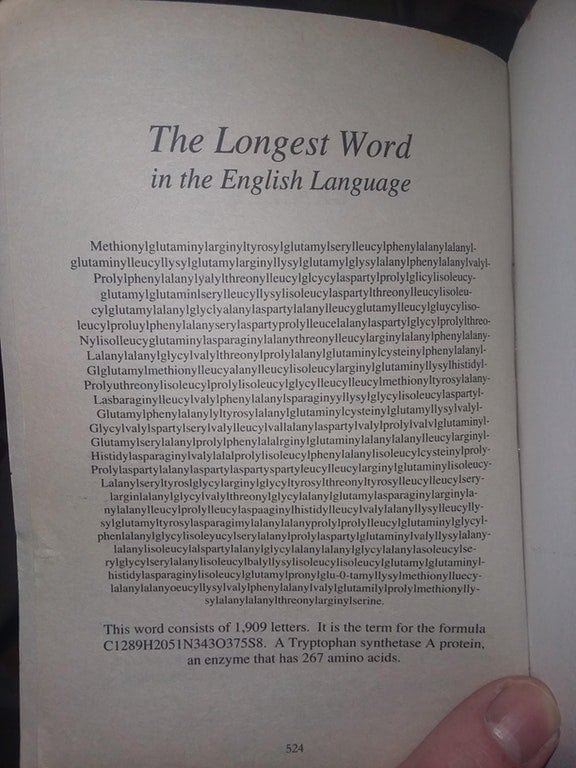 The longest, published word in English is the term for the formula ...