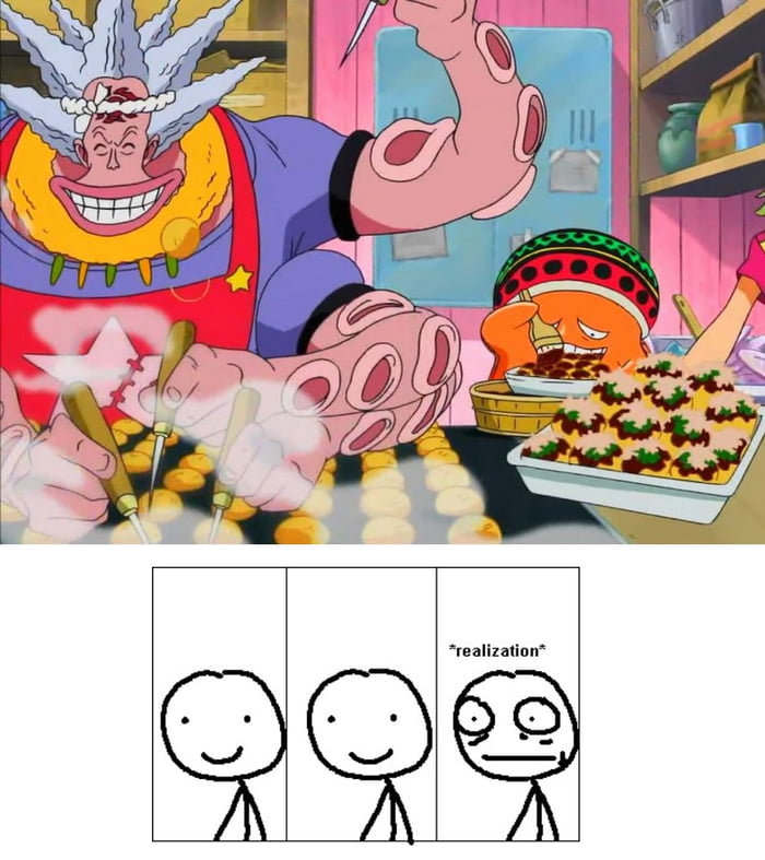 One Piece character Octa preparing Takoyaki, a japanese squid dish, for ...