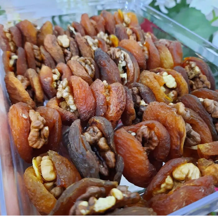İranian souvenirs Dried Apricots filled with walnuts. - 9GAG