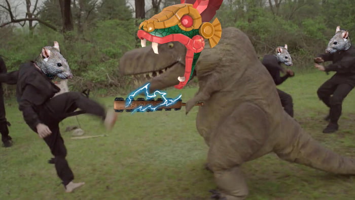 A brave Saurus Warrior fighting off an attack from Clan Eshin by himself. - 9GAG
