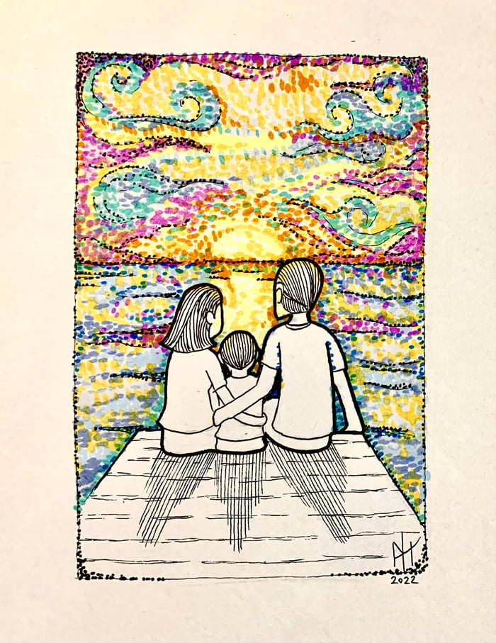 Peace of mind- trying to use different styles in this drawing ...