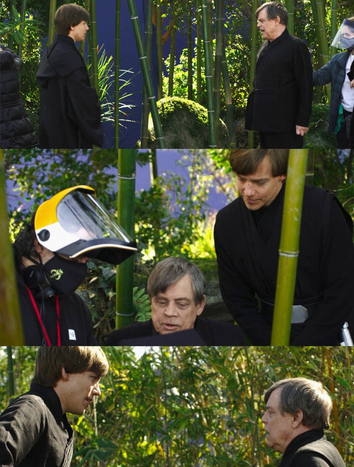 Mark Hamill offering guidance to Graham Hamilton (Luke's body double ...