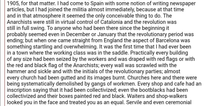 Excerpt from George Orwell's 'An Homage to Catalonia', in which he ...