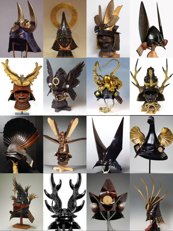 "Kawari Kabuto" (or 'exotic helmets') worn by high-ranking samurai ...