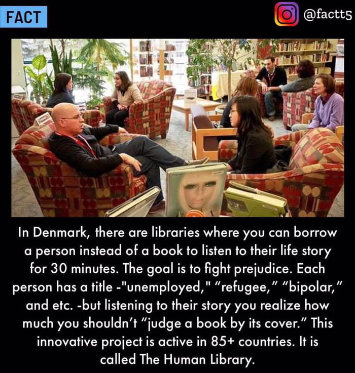 Denmark has ‘human libraries’ where you can sit with a person and ...