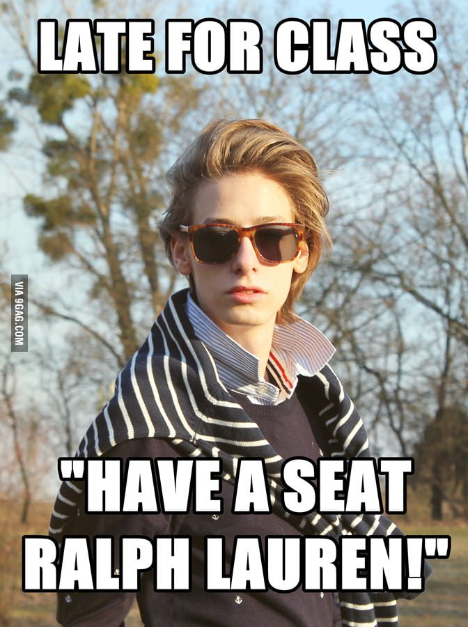 Preppy Boy Late For CLass - 9GAG