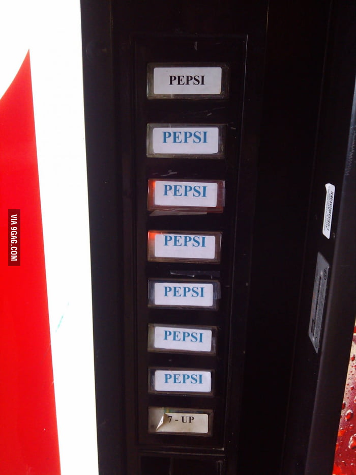 The pop machine at work has a lot of variety. - 9GAG