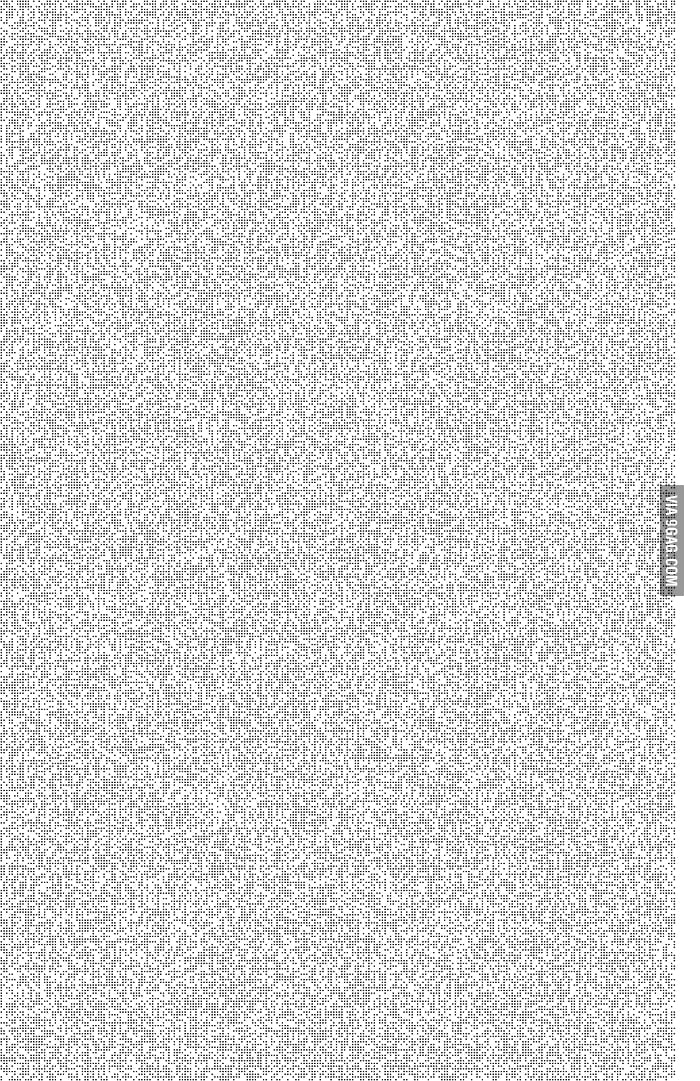 First 25'000 decimal spaces of Pi in binary. - 9GAG