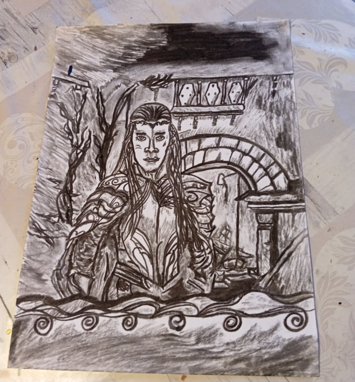 Charcoal drawing. Imaginary warrior. - 9GAG