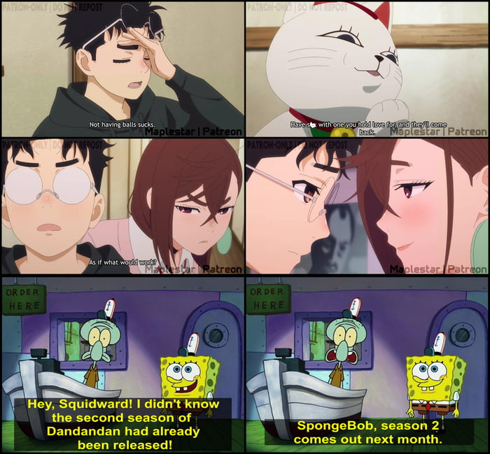 SpongeBob is hyped for Dandadan season 2 - 9GAG