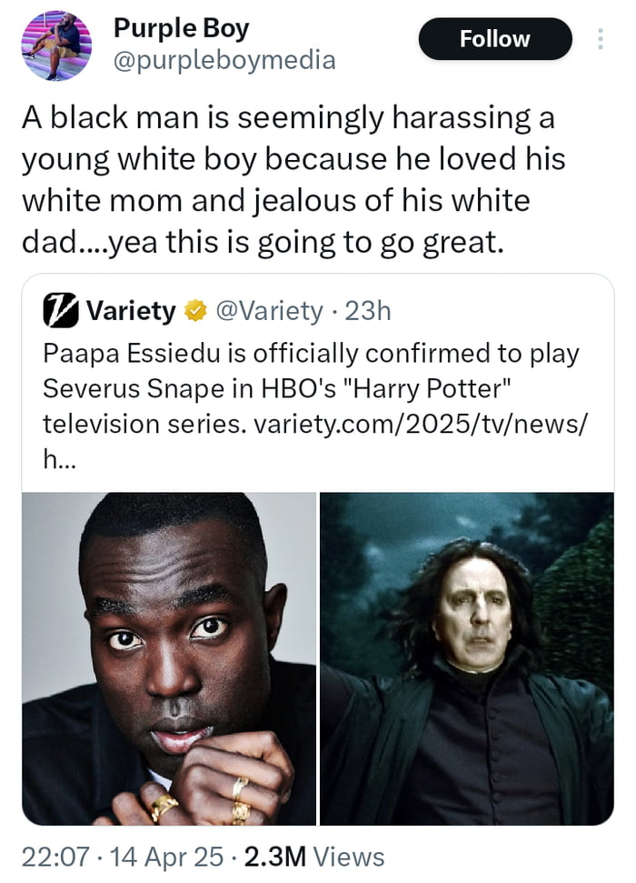 Bold of him to think that Harry Potter will be white - 9GAG