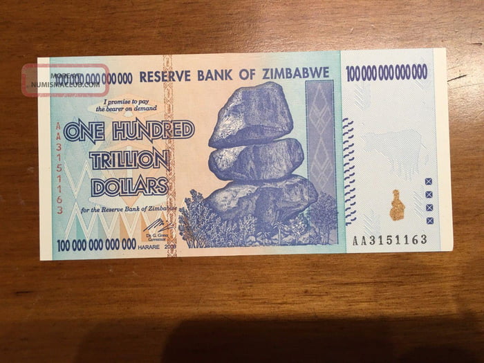 This is what 100 trillion Zimbabwean dollar note looks like. - 9GAG