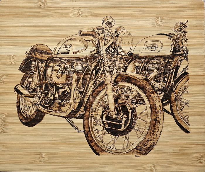 My latest pyrography on bamboo cutting board - 9GAG