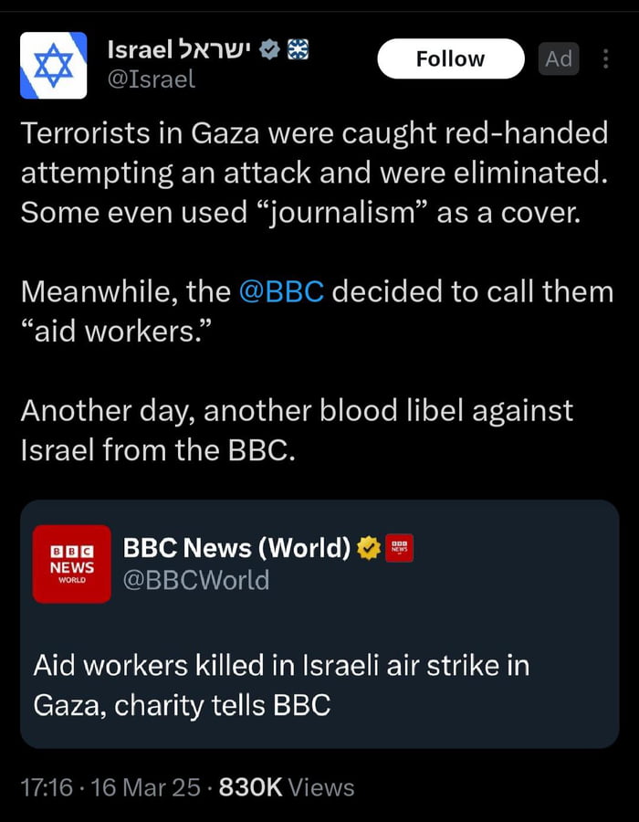Israel is now advertising on Twitter - 9GAG