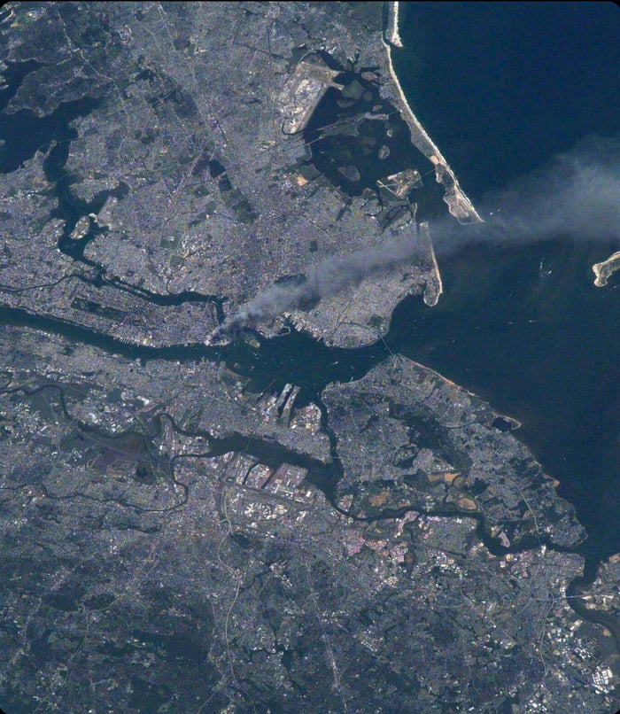This photo was taken by an astronaut onboard ISS on Sept. 11, 2001. The ...