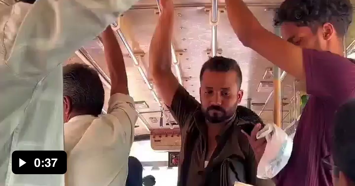 A talented passenger sketches the bus conductor's portrait on the back ...