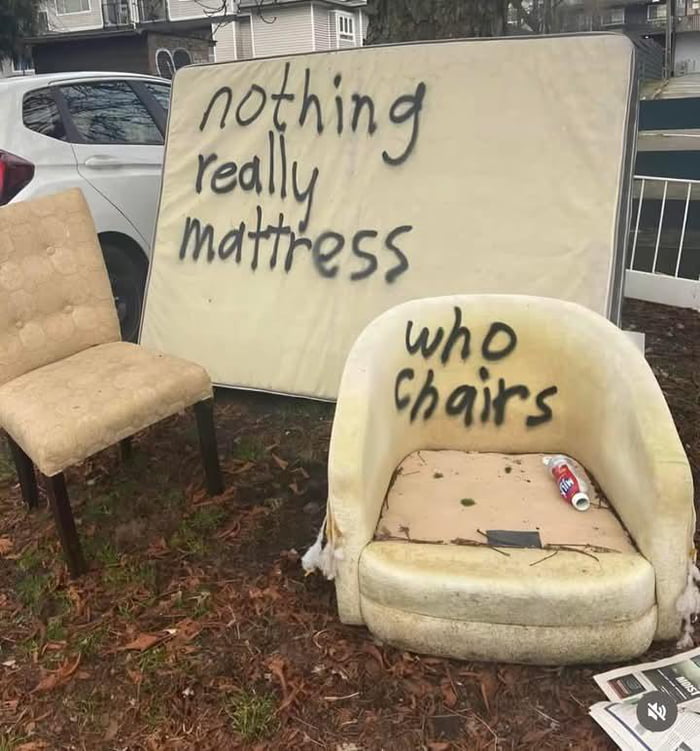 A punny display of discarded furniture that's truly a work of art ...