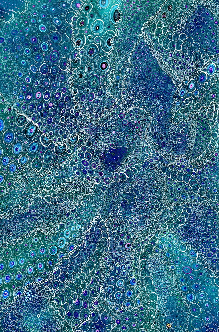 Blue Neptune - ink and acrylic painting - 9GAG