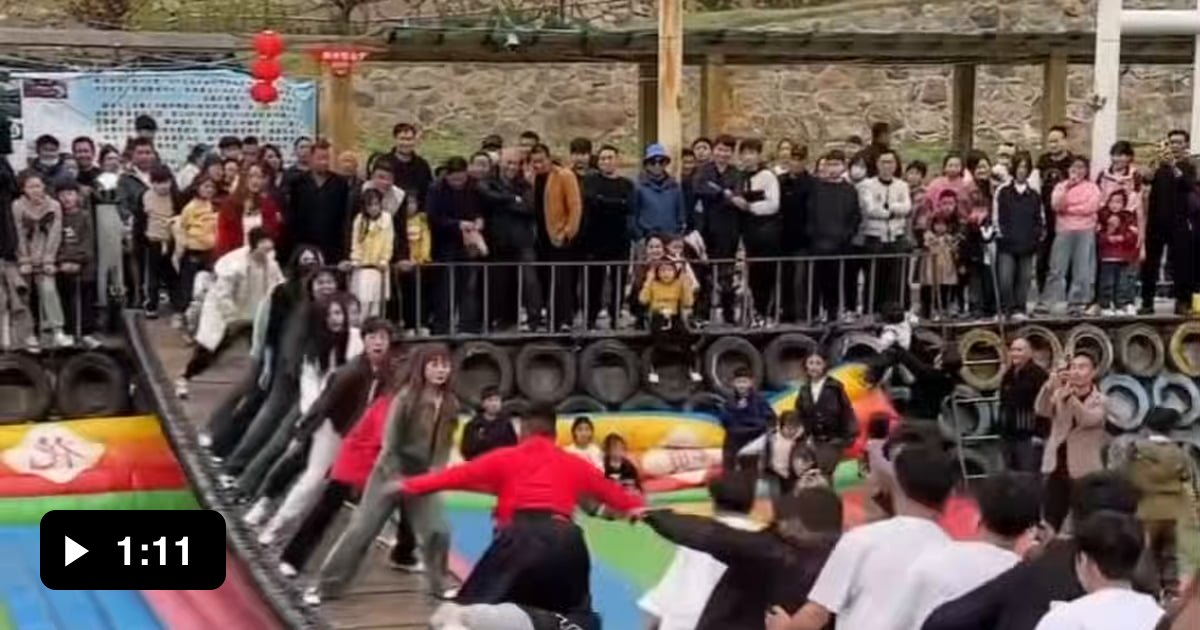 Walking on the rocking bridge, don't let yourself fall into the water. - 9GAG