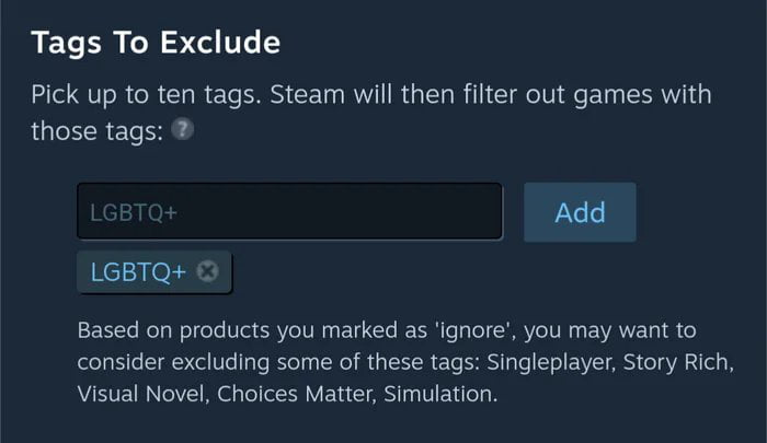 Steam recently added a new tag to ignore by. Thanks Gabe | credits ...