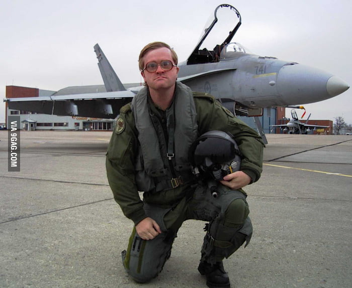Canada's most elite fighter pilot poses in front of his CF-18 - 9GAG