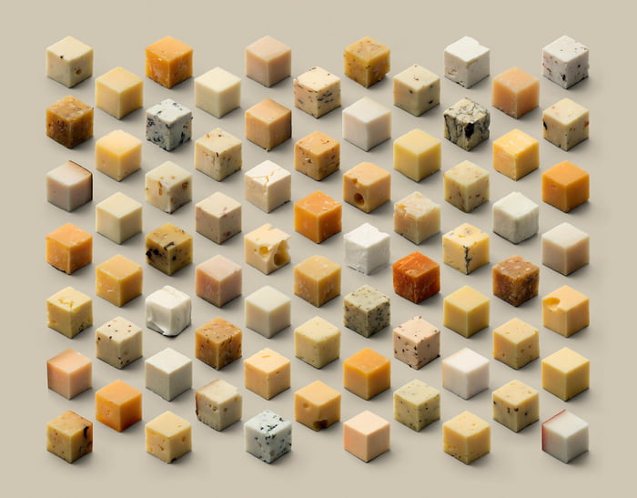 Perfectly cut cubes of cheese - 9GAG