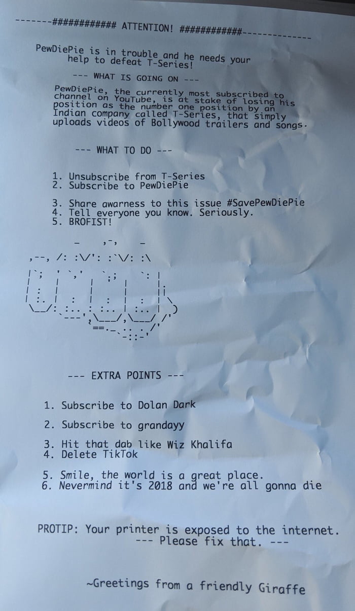 Apparently someone is hacking unsecure work printers all over the world ...