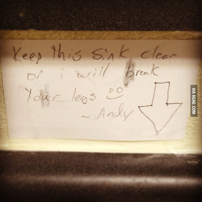 Andy is moving to drastic measures to keep the kitchen clean - 9GAG