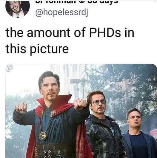 In the comics, Tony Stark's degree consists of two master's degrees in ...