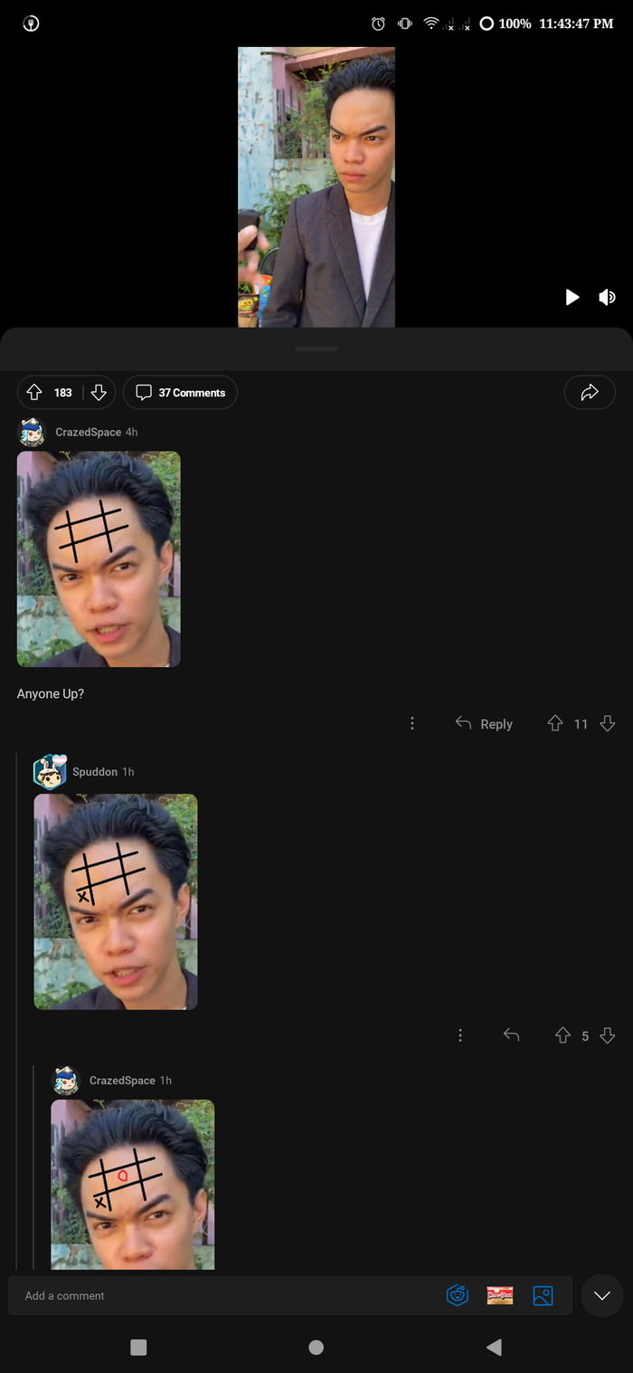 They played an entire tic-tac-toe on his forehead 😭 - 9GAG