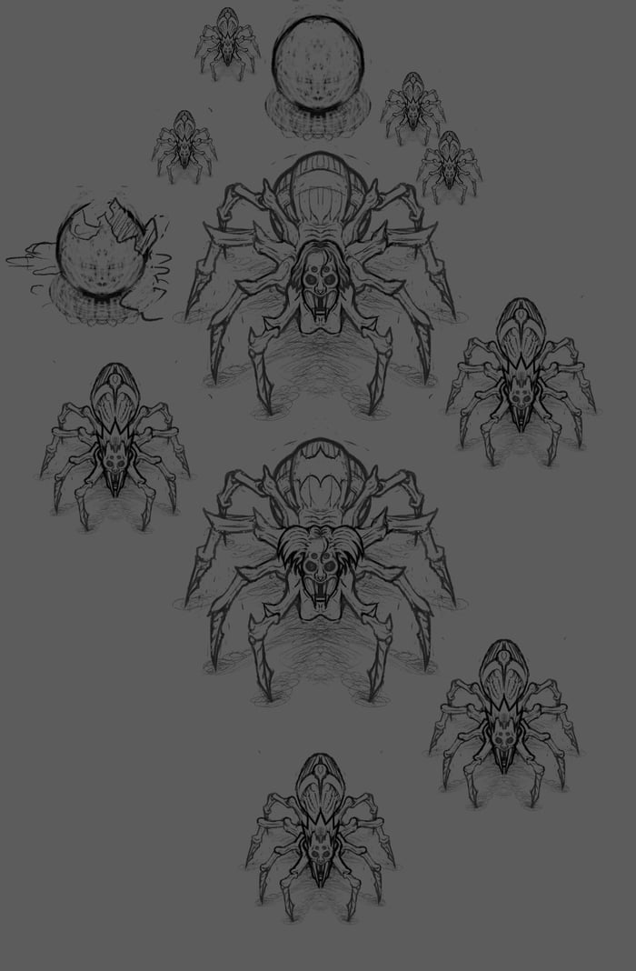 A concept art for a spider enemy from our game - Legendary Hoplite. - 9GAG