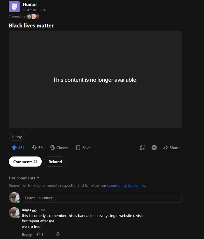 A joke about blm censored in 11min - 9GAG