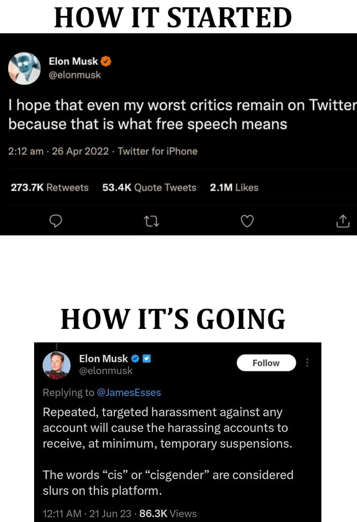 "Free speech maximalist" - 9GAG