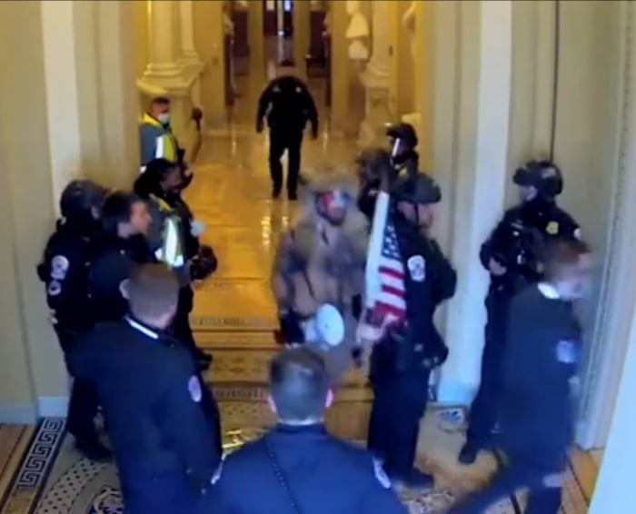 Twelve officers escorting the J6 Shaman... Oh yeah... this was ...