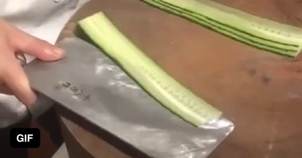 Cutting English Cucumber with razor sharp knife - 9GAG