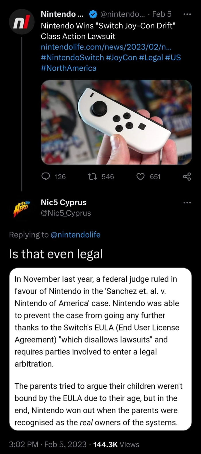 Nintendo won a lawsuit just because of a "you can't sue us" in their ...