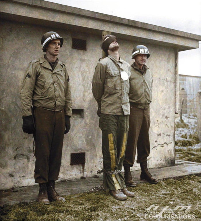German infiltrator convicted during Battle of the Bulge (Colorized by R ...