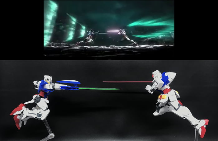 Exia (Repair 3) vs. 0 Gundam (Final thrust) - 9GAG