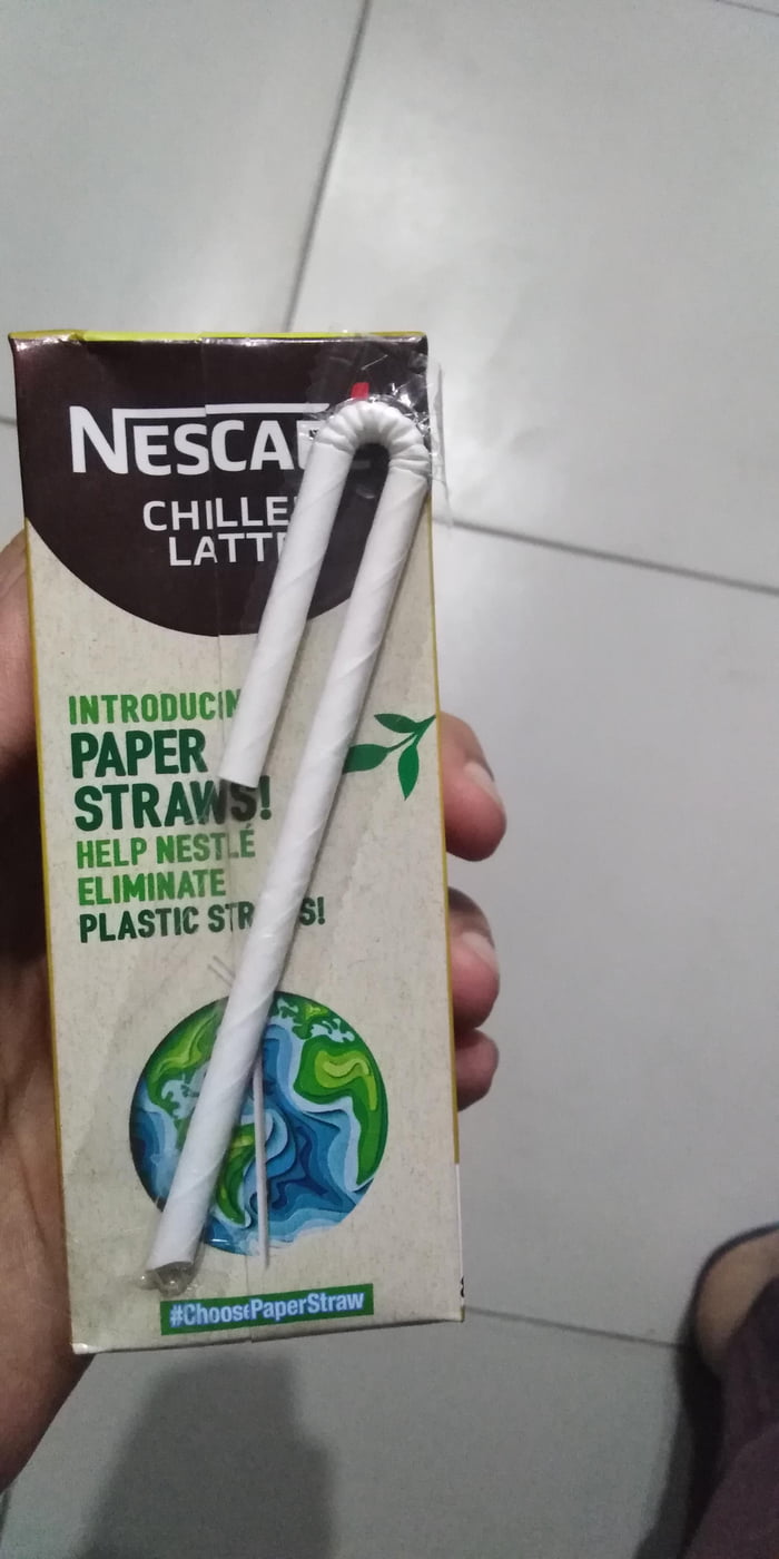 This paper straw covered in plastic wrap - 9GAG