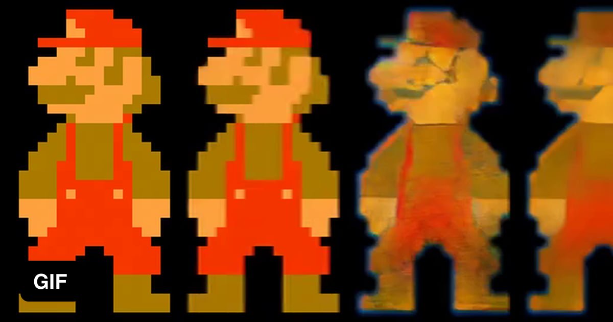 From L to R: Mario walks in 4FPS, to 30FPS, upscaled by RealSR 8x, with ...