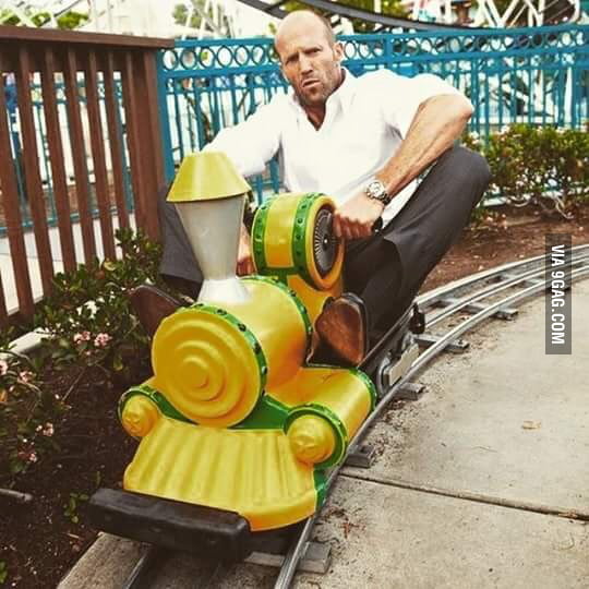 Just Jason Statham riding a mini train - 9GAG