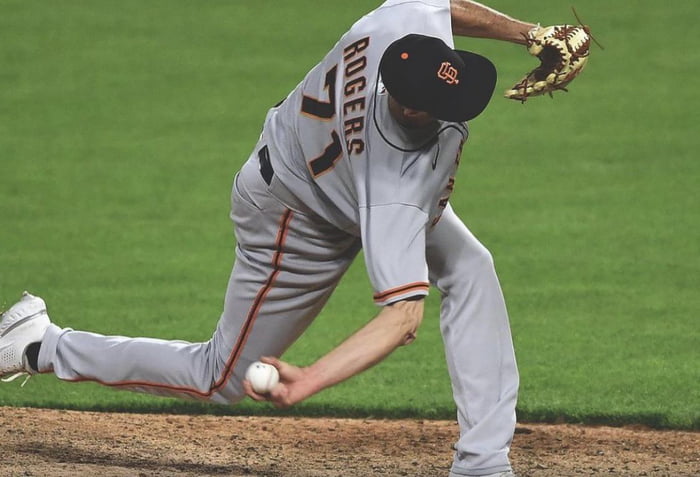 MLB pitcher Tyler Rodgers throwing a 73 MPH slider. - 9GAG