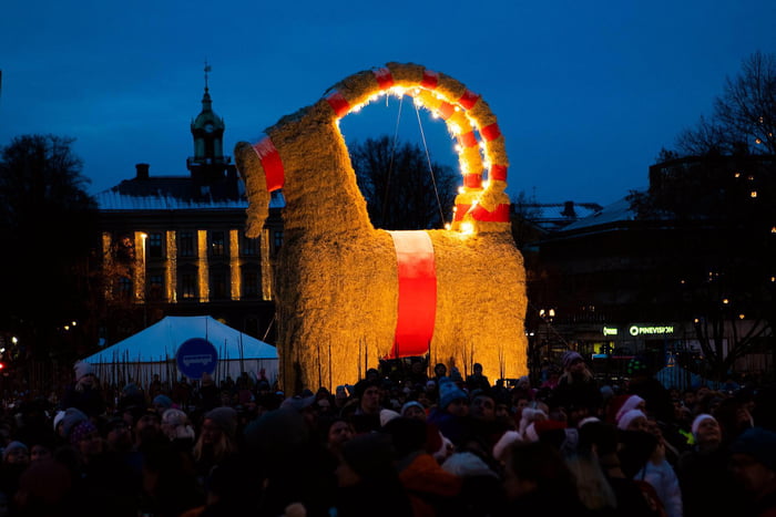 In Sweden there is a huge straw goat known as Gävlebocken (the Gävle ...