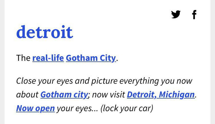 The Urban Dictionary definition for Detroit - 9GAG