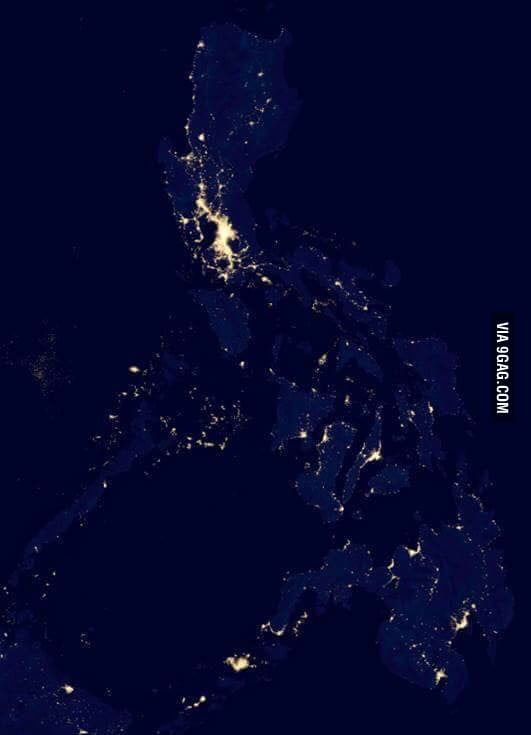 Philippines shown in outer space at night - 9GAG