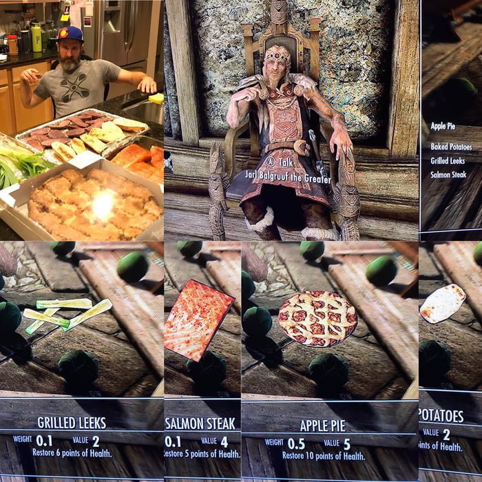 Like a Jarl. Made my daughters a Skyrim dinner, salmon, leeks, potatoes ...