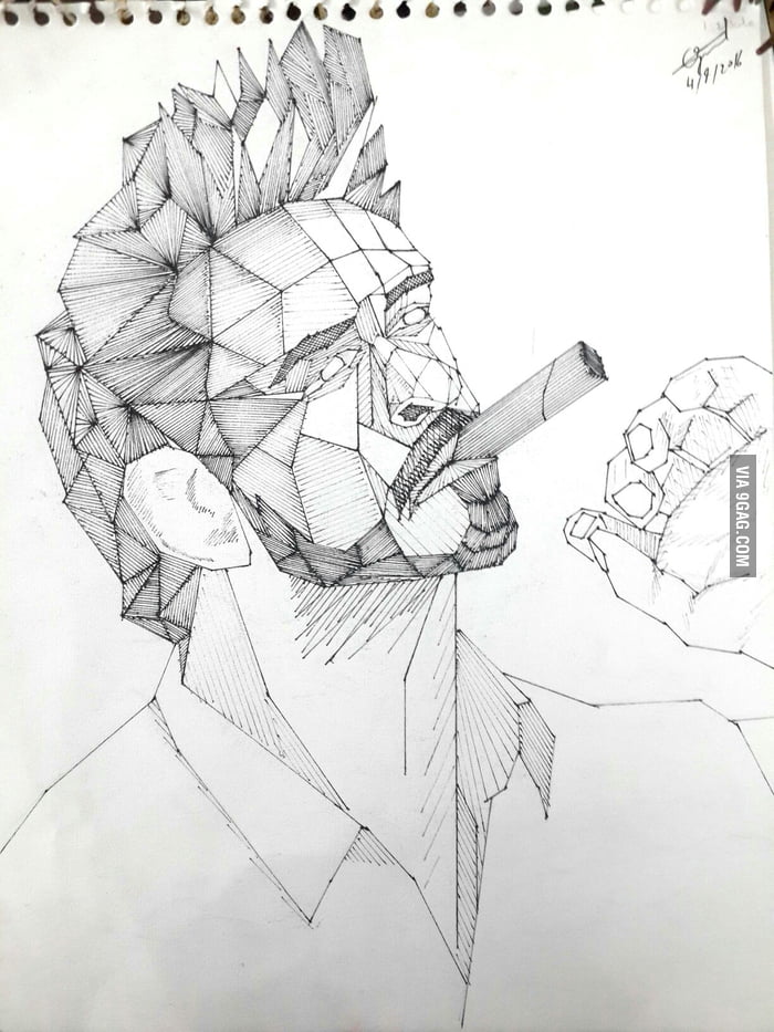Had an assignment to draw in straight lines - 9GAG