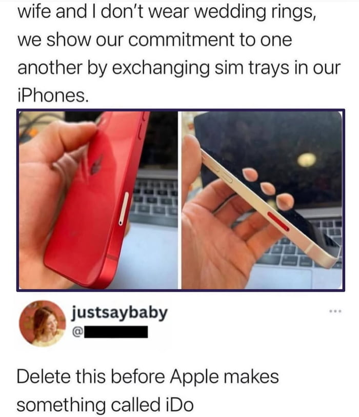 Forget rings, modern commitment comes with a SIM ejector tool. - 9GAG
