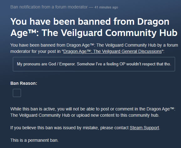 Look at these bigoted moderators not respecting my pronouns! And not ...