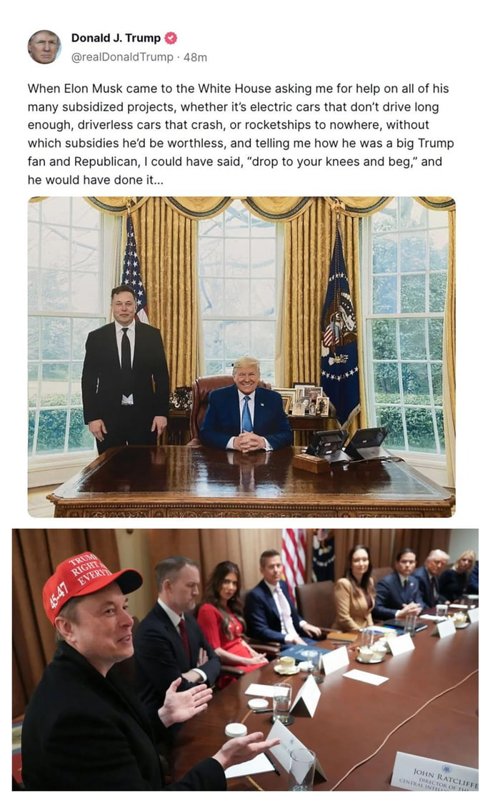 This is what lack of dignity looks like at billionaire level. Musk gets to pay to get the Orange ...